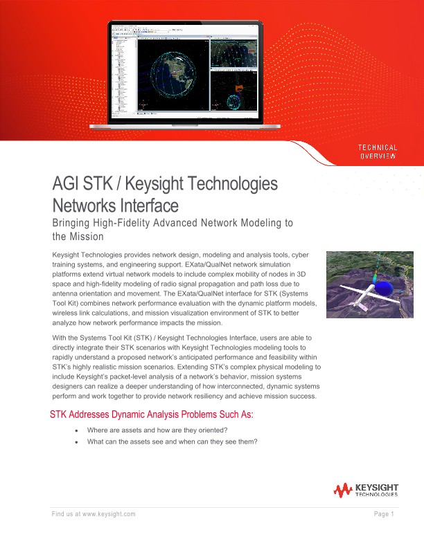 AGI STK / Keysight Technologies Networks Interface PDF Asset Page | Keysight